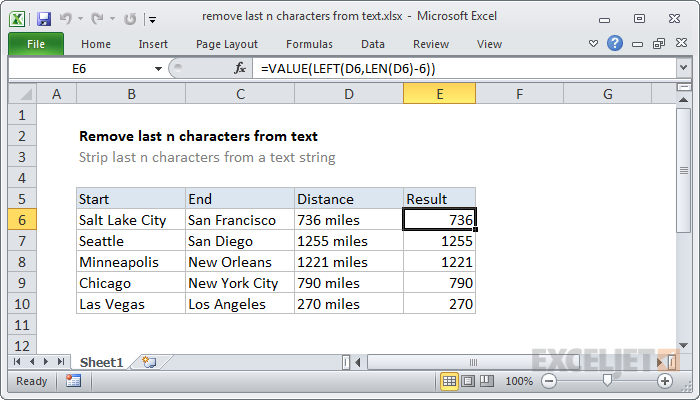 Remove Characters From Right Excel Formula Exceljet